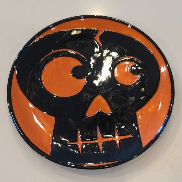 halloween skull plate | Holiday | New Black And Orange Skull Plate ...